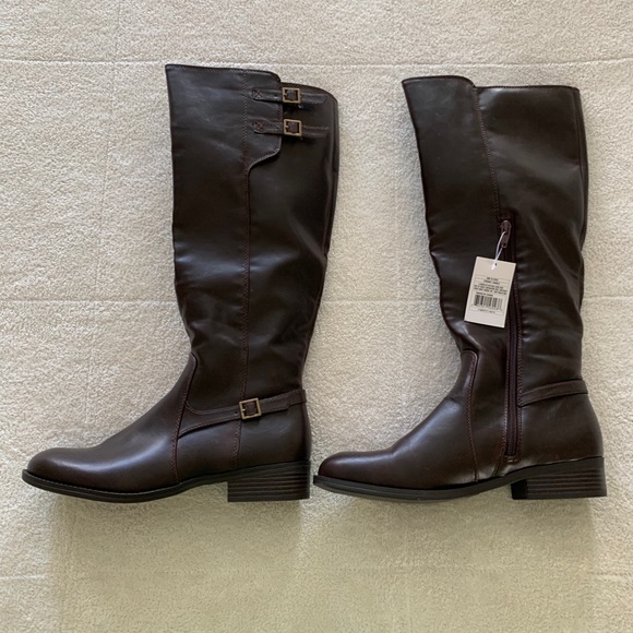 Merona | Shoes | New Merona Tall Brown Boots Cute Buckles Cognac Marlo ...